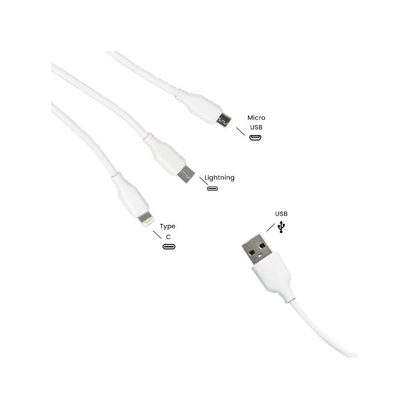 Câble USB 3-en-1 Lightning / Type-C / Micro USB - 2.1A - E-vape